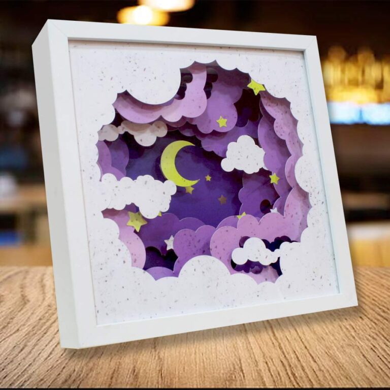 Cuadro en papel 3D (luz led) - LUNA - Pipapaper eco joyas de papel ...